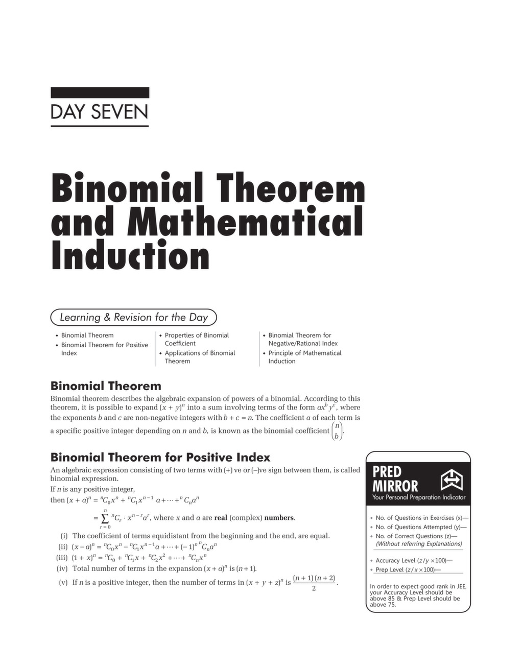 Binomial Theorem and Mathematical Induction - SIR Odia Binomial Theorem and Mathematical Induction - SIR Odia