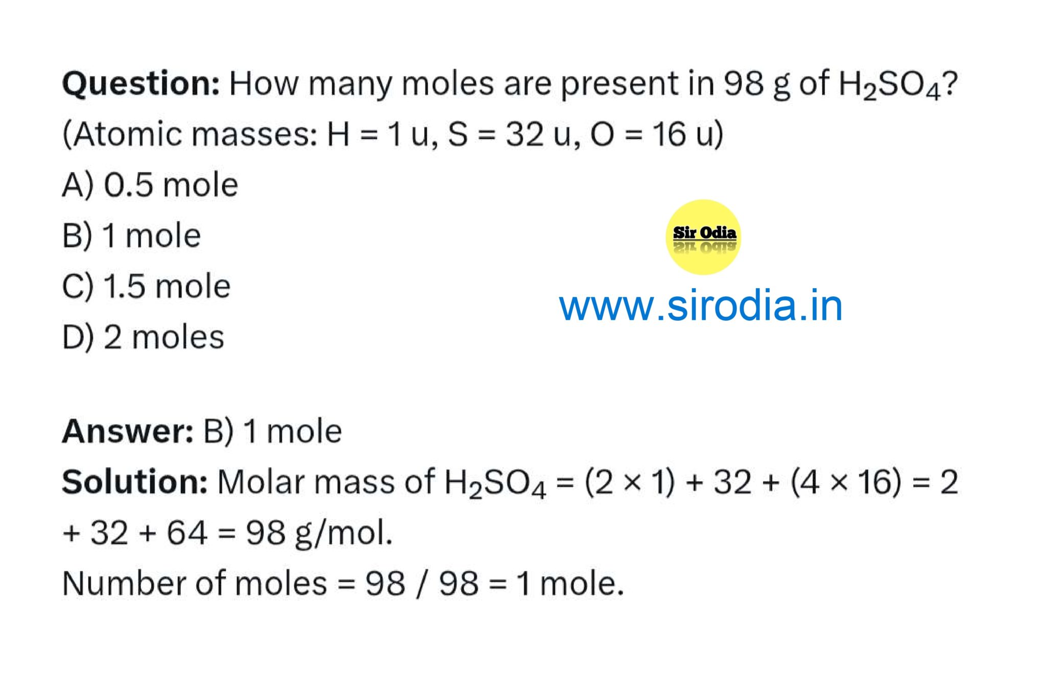 Mole Concept MCQ (Chemistry ) - SIR Odia